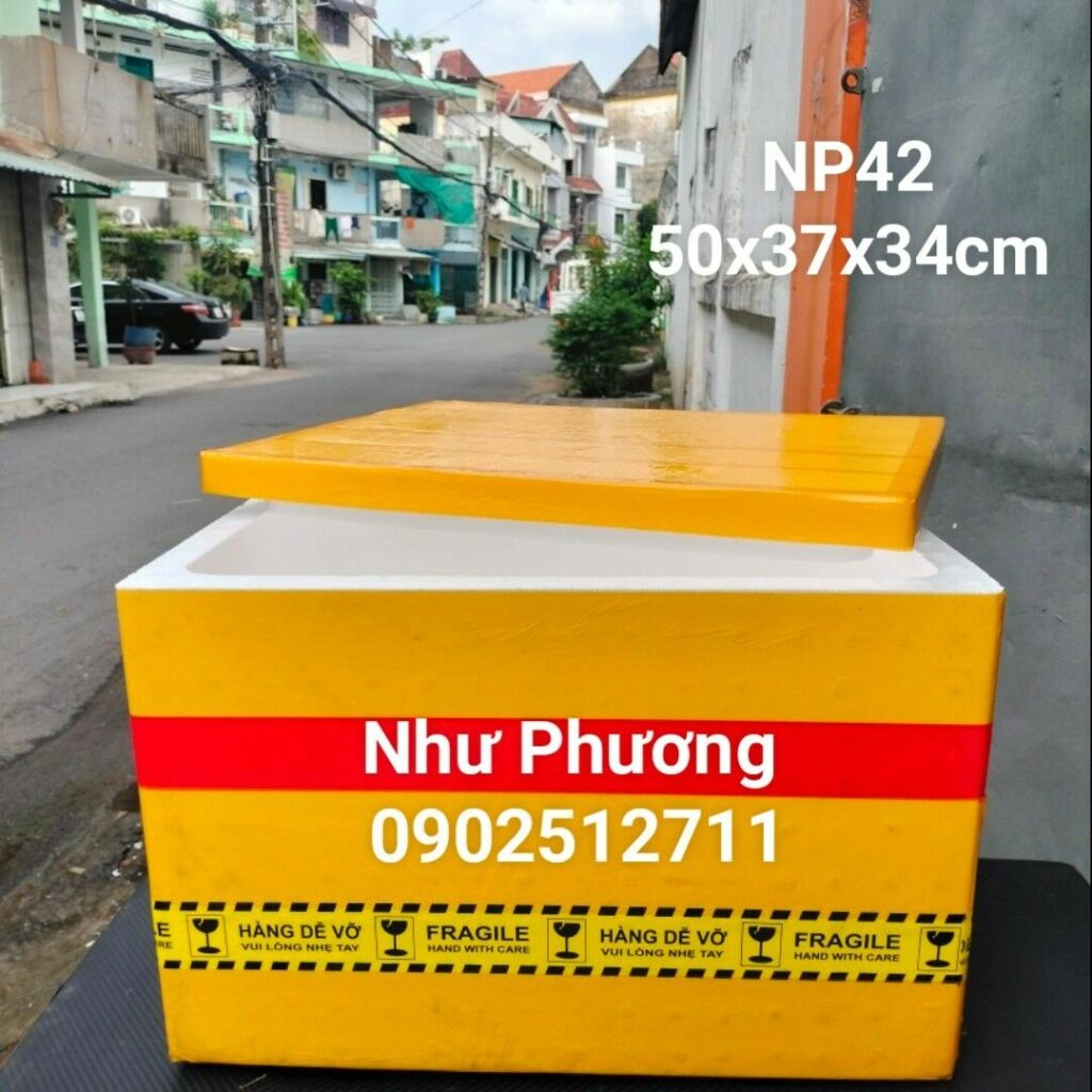 Thùng xốp Như Phương NP42 kích thước 50x37x34cm dán keo vàng | Như Phương